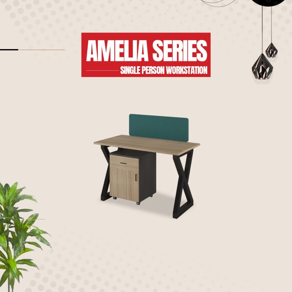 Amelia Single Person Workstation with Drawer Units - Office Furniture