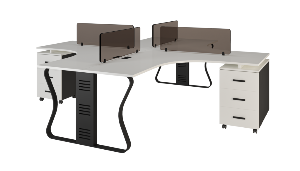Smeda Four Persons Grid Workstation with Drawer Unit - OfficeRepublic ...